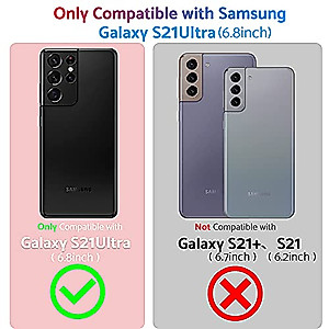Anqrp Shockproof for Galaxy S21 Ultra Case 5G, [Heat Dissipation] [No Fall-Off Kickstand] 360°Metal Ring Military Grade Protection Phone Case with Samsung Galaxy S21 Ultra 6.8 Inch, Red