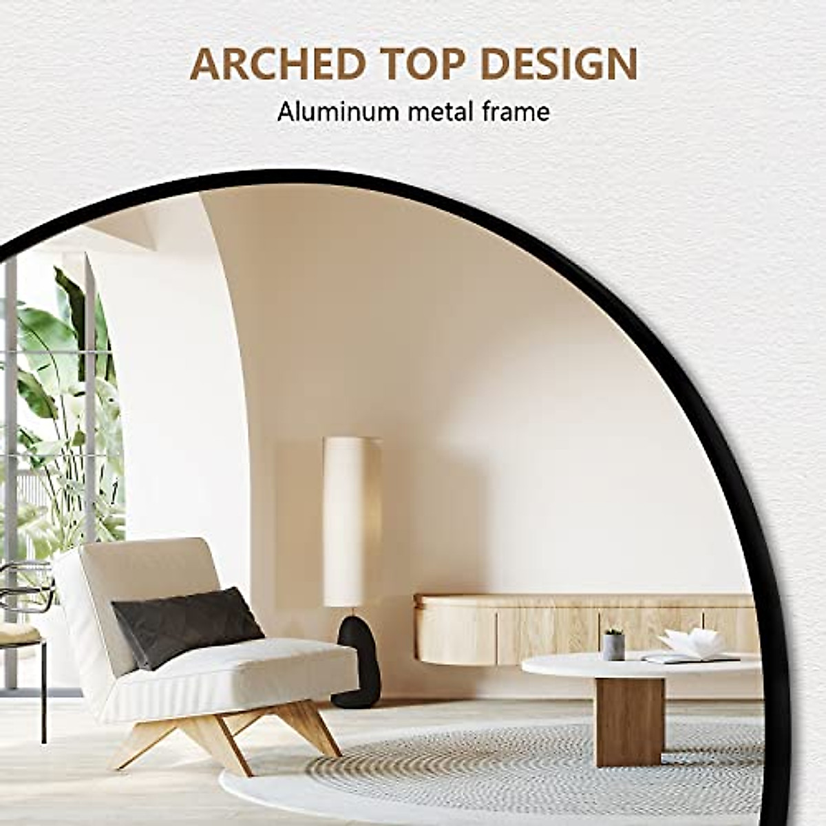 NUTTUTO 64"×21" Arched Floor Full Length Mirror with Black Aluminum Alloy Frame, Full Length Body Mirror Free-Standing or Leaning Against Wall for Bedroom Living Room