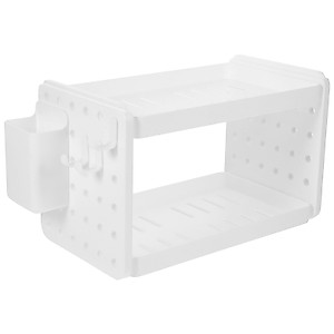 NUOBESTY Decor Book Shelf Book Stand Storage Shelves Bookshelf Magazine Rack Delicate Book Rack Tabletop Book Holder Household Book Rack White Double Layer Small Desk pp Office
