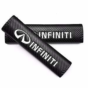 2 Pack Car Seat Belt Pads Cover Comfortable Driving, Carbon Fiber Seat Belt Shoulder Strap Covers Harness Pad for Infiniti Interior Accessories, Compatible with Adults Youth Kid Black