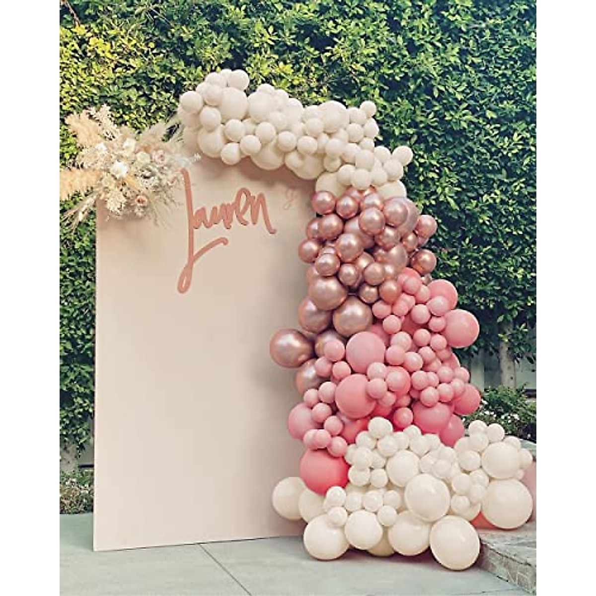 Pink Balloon Garland Kit, 125PCS Marve Pink and Gold Balloons Garland Arch with White Sand Metallic Rose Gold Balloons for Women Happy Birthday Decorations Baby Shower Wedding Party Background