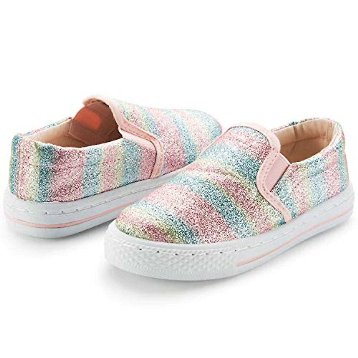 K KomForme Toddler Girls Boys Shoes Little Kids Slip on Canvas Sneakers for Running/Walking Colorful