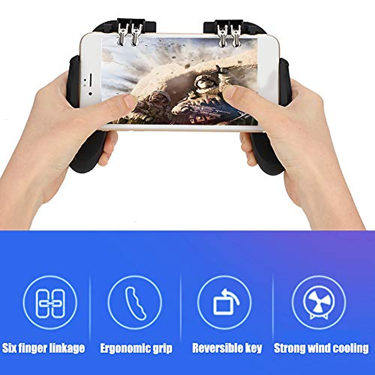 Jopwkuin Game Auxiliary Key, Heat Dissipation Gamepad Comfortable Grip for Mobile Phone,for Entertainment
