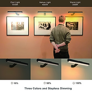 YAQIIHOME Wireless Picture Lights Rechargeable with 4000mAh Battery,Painting Lights Art Ddisplay Light with Remote Control,3 Lighting and Dimmable,Full Metal Led Accent Light for Picture Dartboard