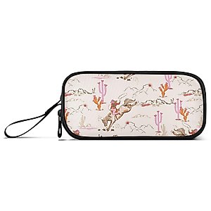 Fisyme Cowgirl Western American Pencil Case Large Capacity Pen Box Makeup Pouch Holder Organizer Stationery Bag for School Office College Traval Adults