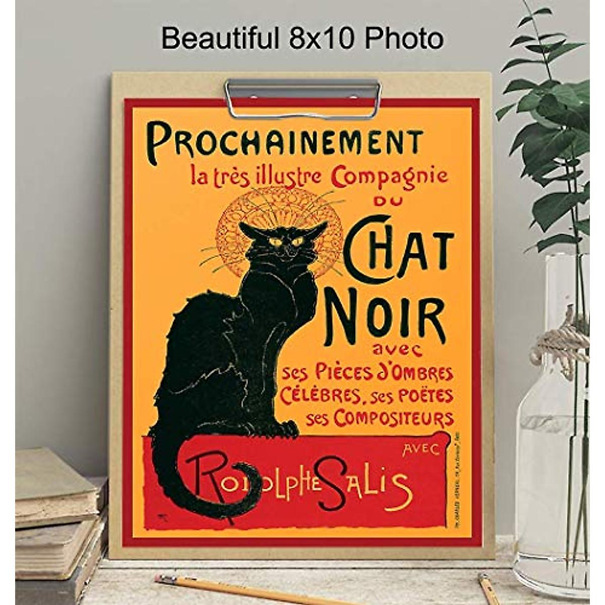 Le Chat Noir - The Black Cat - 8x10 Vintage French Poster Print - Steinlen Cats - Cat Wall Art - Cat Room Decor - Cat Lover Gifts for Women - Living Room Decor