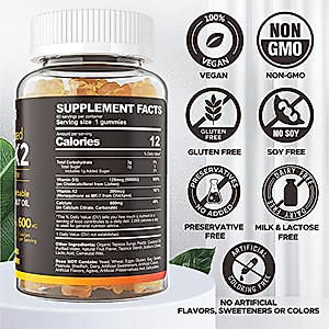 Vitamin D3 5000IU Gummies 125mcg with Calcium 600mg+K2( MK7 ) 200mcg, Coconut Oil for High Absorption, Maximum Strength Vitamin D Supplement - Support Strong Bones, Immune System Health Vegan 60 Count