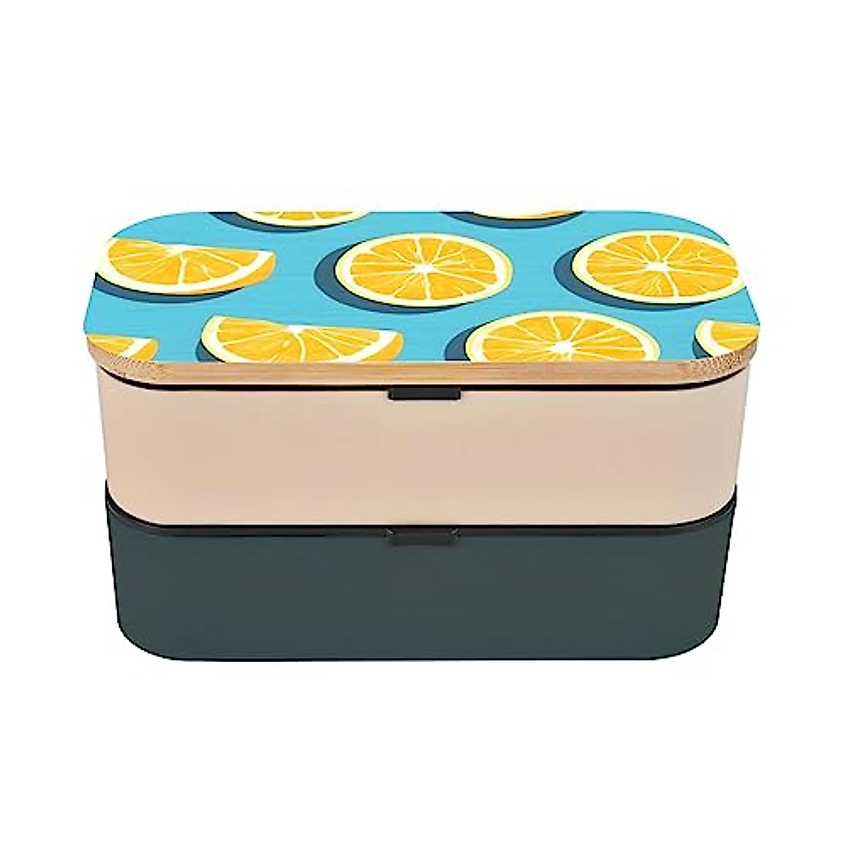 Lemon Wedges Adult Lunch Box, Bento Box, With Cutlery Set Of 3, 2 Compartments, Rectangular, Lunch Box For Adults