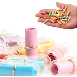 GBSTORE 50 Pcs Message in a Bottle Capsule Letter Cute Love Friendship Color Pill