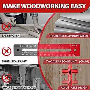 Sigerio 4 in 1 Router Milling Groove Bracket, Aluminum Alloy Router Circle Cutting Jig, Multifunctional Cabinet Hardware Jig and Router Guide, Adjustable Router Jig Tool for Woodworking (Rose Red)