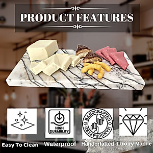 QaaN WooD Multifunctional Marble Slab Stone Serving Tray for Charcuterie,Meet,Pastry,Perfect White Cheese Board and Cutting Board, Tray,ative Tray,Vanity