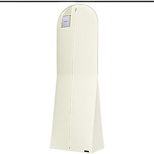 HANGERWORLD Large Wedding Dress Garment Bag Cover - 72" x 24" with Extra Wide Gusset 32" for Long Poufy Dress and Trains, Breathable, Acid-Free (Ivory)