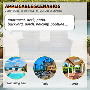 Generic 2-Seater Outdoor Patio Lounger Set with Coffee Table Durable 2-Person Outdoor Furniture - Ideal for lawn gardens, patios, balconies - Weather-resistant and low-maintenance, Gray-blue