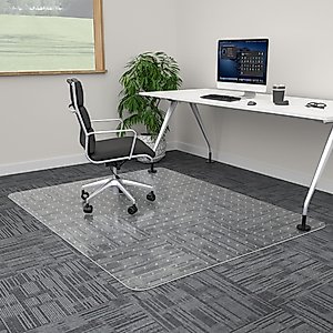 100pointONE Extra Large Office Chair Mat for Carpet, 46" x 60" Clear Desk Chair Mat for Low Pile Carpeted Floors- Easy Glide Plastic Floor Mat for Office Chair on Carpet