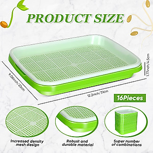 Eaasty 16 Pcs Seed Sprouter Tray with Drain Holes Seed Germination Propagation Trays Healthy Wheatgrass Microgreens Growing Trays Beans Nursery Sprouting Tray(12.2 x 9.06 x 1.77 Inch, Without Lid)