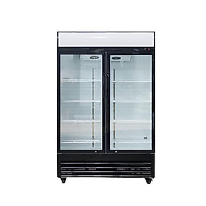 DHPM 51" 2 Sliding Glass Reach in Refrigerator Swing, Door Upright Display Beverage Cooler Merchandiser, Antique White