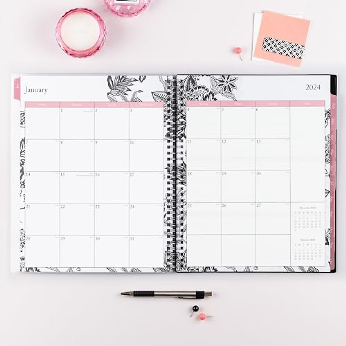 Blue Sky 2024 Weekly and Monthly Planner, January - December, 8.5" x 11", Clear Pocket Cover, Wirebound, Analeis (100001-24)