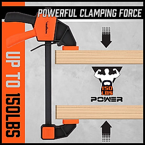 HORUSDY 6-Pack Wood Clamps for Woodworking, 12" and 6" Bar Clamps, Wood Working Clamps Sets, Quick Clamps F Clamp with 150 LBS Load Limit (6-Pack Wood Clamps)