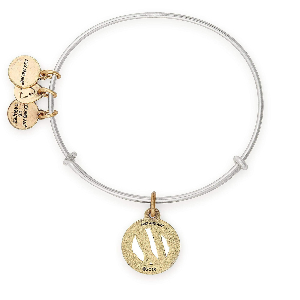 Alex and Ani Women's Initial U II Bangle Two Tone Bracelet, Rafaelian Silver