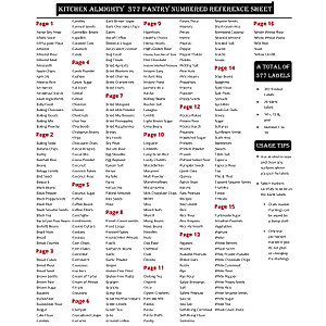 Pantry Labels: 377 Bold Cursive Gloss Clear Preprinted Water Resistant Complete Label Set to Organize Storage Containers, Jars & Canisters w/ a Extra Write-on Sticker