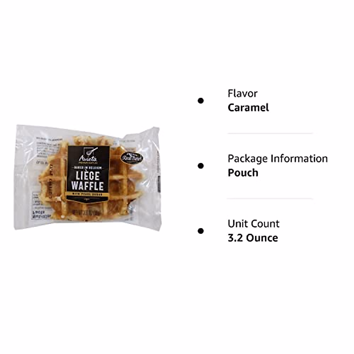 Avieta Belgian Pearl Sugar Waffles, 6 Individually Packed 3.17 Ounce