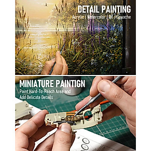 Nicpro Fine Detail Paint Brush Set, 15PCS Fine Tip Miniature Painting Brushes for Fine Detailing, Miniature Model 40k, Paint by Numbers & Acrylic, Watercolor, Oil Painting- with Container