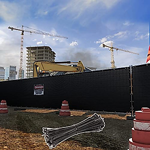 ShadeMart 8' x 50' Black Fence Privacy Screen Windscreen Shade Fabric Cloth HDPE, 90% Visibility Blockage, with Grommets, Heavy Duty Commercial Grade, Cable Zip Ties Included (We Customize Size)