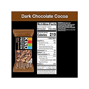 KIND Breakfast, Healthy Snack Bar, Dark Chocolate Cocoa, Gluten Free Breakfast Bars, 8g Protein, 1.76 OZ Packs (6 Count)