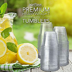 Prestee Clear Plastic Party Cups Disposable - PET Clear Water Plastic Cup Disposable - Plastic Wine Cups - Clear Disposable Cups - Small Cups - Plastic Drinking Cups (50ct 9oz)