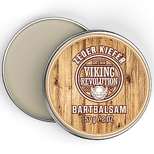 Viking Revolution Cedar and Pine Beard Balm - Beard Butter with Argan Oil, Beard Softener for Men with Jojoba Oil - Beard Moisturizer for Men with Beeswax - Beard Wax for Men (2oz, 1 Pack)