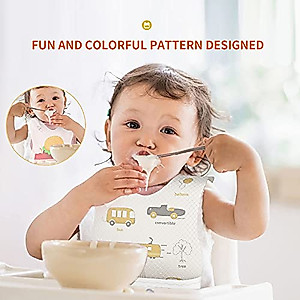 SUPEI FEIKY 50 PCS Disposable Bibs, Baby Bibs for Girls and Boys, Travel Bibs with Individual Package, Large Pocket, Waterproof and Adjustable