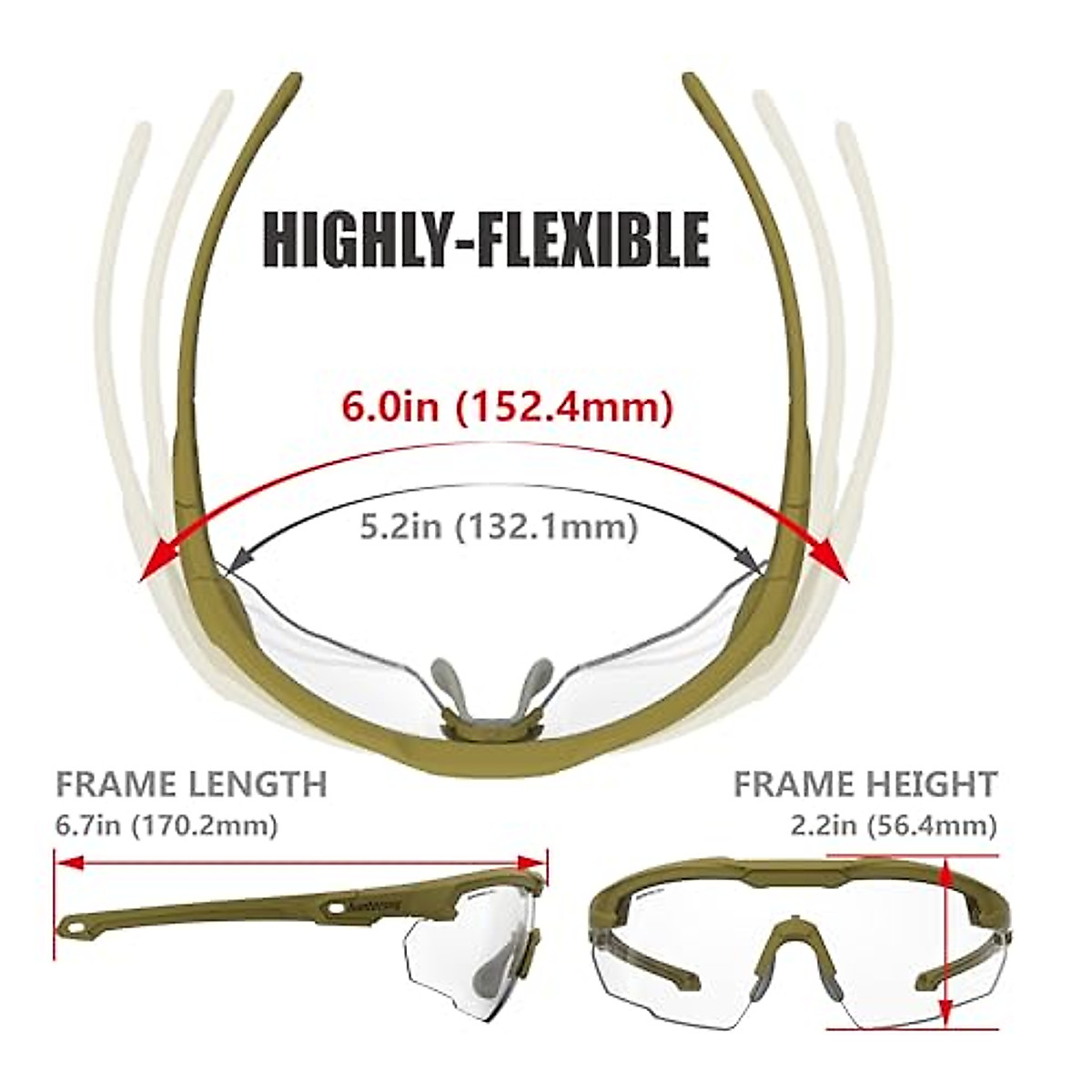 HUNTERSKY HTS ballistic Glasses men S57 gun safety glasses tactical glasses, eye protection for shooting range OSHA Medical Dental