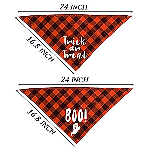 STMK Halloween Plaid Dog Bandanas, Trick or Treat Boo Dog Bandana Scarf for Halloween Dog Puppy Costume Decorations