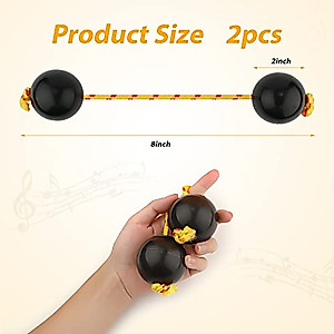2 Pairs of Aslatuas Rhythmic Ball, Kashaka Shaker Instrument Classical African Shaker Rattle Hand Percussion for Kids Adults Weddings Parties Musical Class (Black)