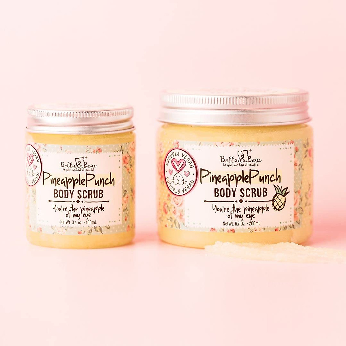 Bella & Bear Pineapple Body Scrub Exfoliator - Vegan Travel Size (3.4oz)