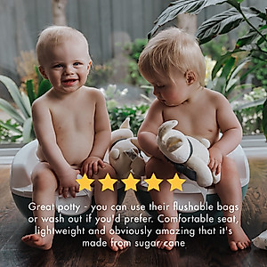 Eco by Naty Potty - Sustainable and Potty for Kids, Easy-to-Use Kid and Baby Potty Training Toilet with Flushable, Compostable Potty Liners, Green/White, (245531)