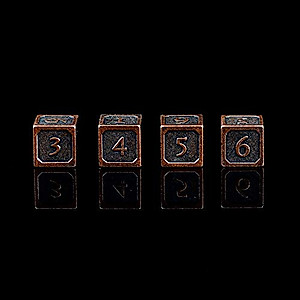 HEIMDALLR Metal Dice Set D&D 4D6s - 4pc Metal Dice Set w/Velvet Dice Bag - D&D Dice Set D&D (Dungeons and Dragons Dice Set) for RPG - Blacksmith Craft Dice (Weathered Bronze)