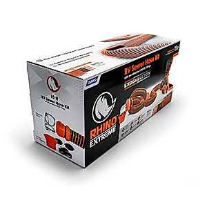 Camco RhinoEXTREME 15-Foot Camper/RV Sewer Hose Kit | Features TPE Technology for Abrasion Resistance and Crush Protection | Includes Pre-Attached Rhino Swivel Fittings (39861)