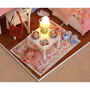 Flever Dollhouse Miniature DIY House Kit Creative Room with Furniture for Romantic Valentine's Gift(Because of Meeting You)