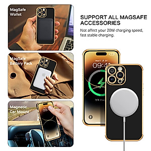 BENTOBEN iPhone 14 Pro Max Phone Case [Compatible with Magsafe] Slim Thin Luxury Gold Heart Design Shockproof Protection Soft TPU Bumper Drop Protective Girls Women Boy Men 14 ProMax Cover, Black/Gold