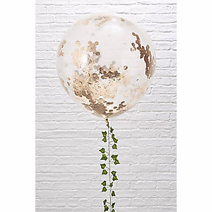 Ginger Ray Rose Gold Confetti Filled Decorative Wedding Party Balloons, One Size, 3 Pack