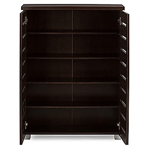 BOWERY HILL Contemporary 2 Door Wooden Shoe Cabinet, 15 Pairs Shoe Rack Storage Organizer in Dark Brown