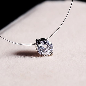 Metmejiao Fashion Crystal Necklace Invisible Line Zircon Clavicle Chain Women Accessories