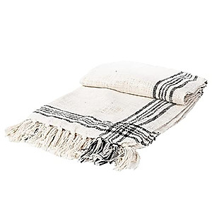 Blossom Bucket Windowpane Plaid Throw, Ivory, 60-inch Length