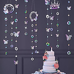 Iridescent Lavender Party Decorations for Girls Gold Purple White Birthday Garland Banner Crown Backdrop Streamer Decor for Coming of Age Quinceanera Princess Theme Wedding Bridal Baby Shower Party Supplies