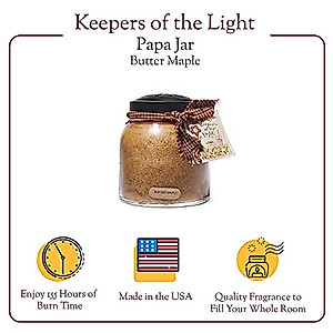 A Cheerful Giver - Butter Maple - 34oz Papa Scented Candle Jar with Lid - Keepers of the Light - 155 Hours of Burn Time, Gift for Women, Brown