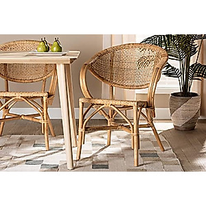 Baxton Studio Varick Modern Brown Finished Rattan Dining Chair