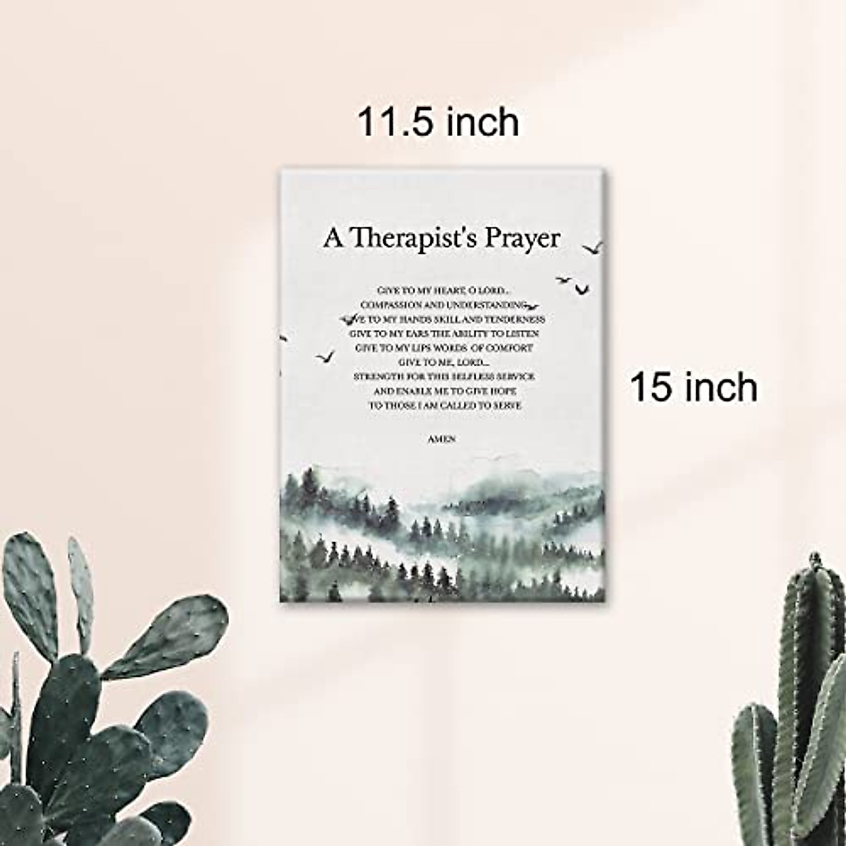 Therapist Wall Art a Therapist's Prayer Give to My Heart Canvas Print Inspirational Framed Artwork Painting for Home Office Wall & Tabletop Decor