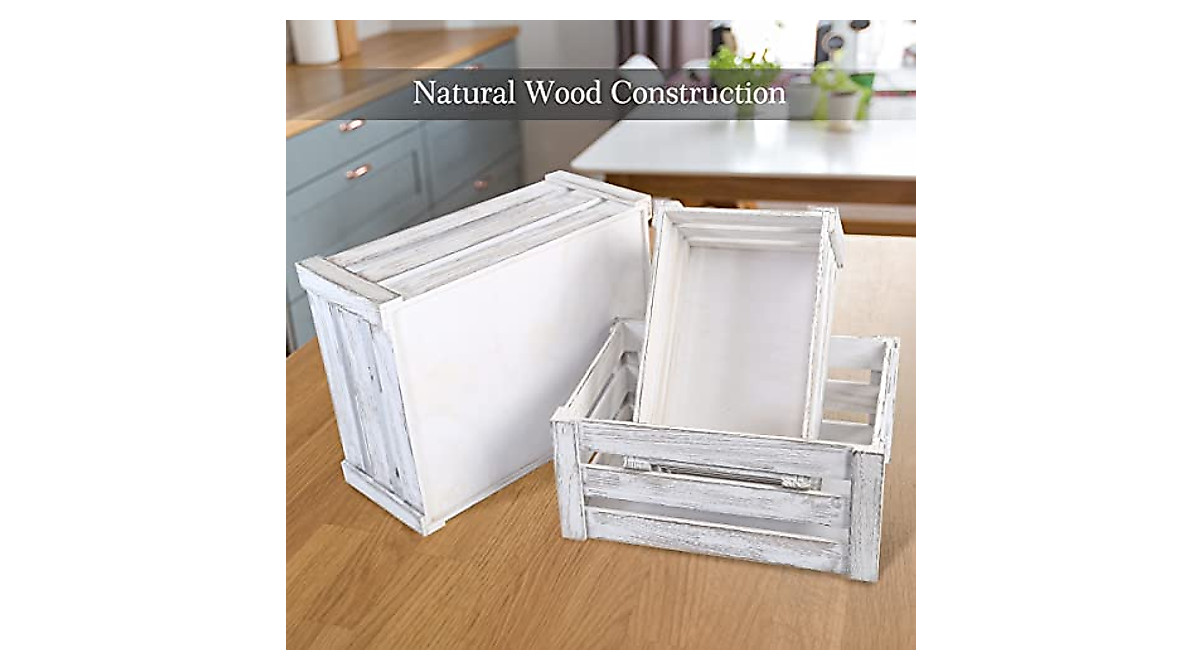 Besmall White Nesting Wooden Crates - Rustic Home Decor & Storage