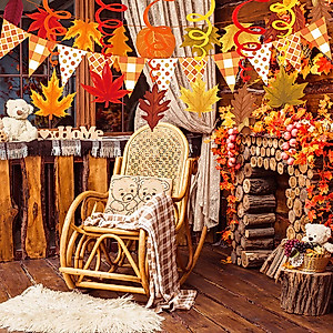 Supla 40 Pack Fall Party Decorations Set – Includes Autumn Hanging Paper Fans Pom Poms Fall Maple Leaves Party Swirls Streamers Fall Banner Backdrop Garland String for Thanksgiving Wedding Birthday